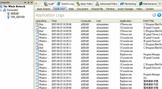 Application - Application startup and stop Log